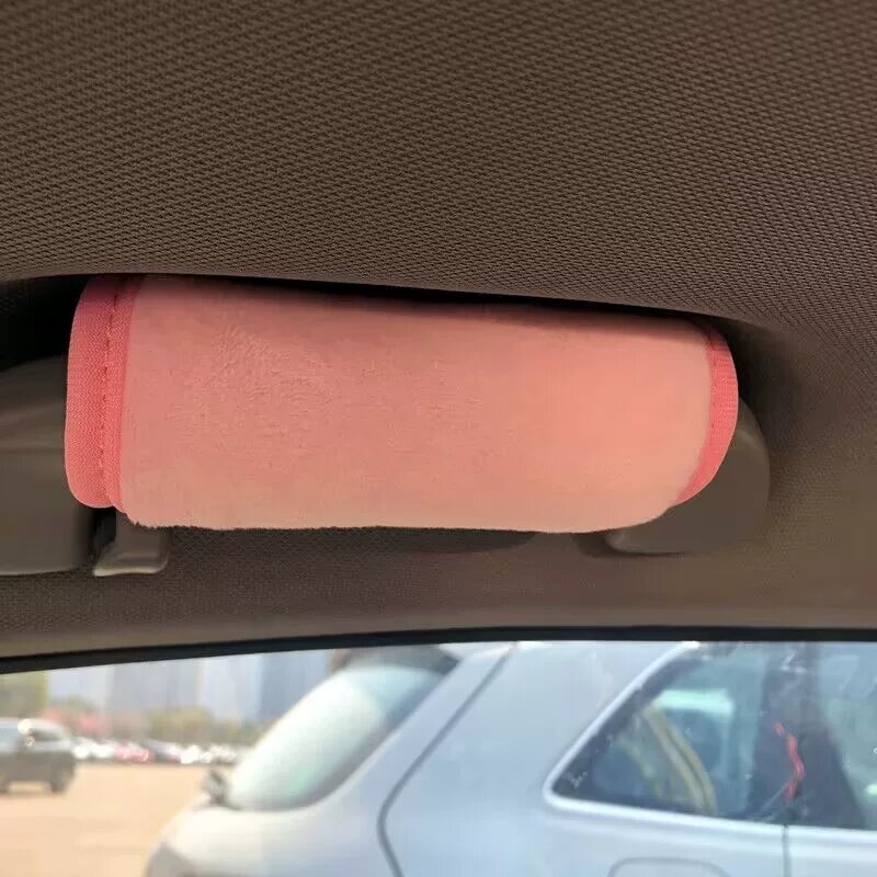 Мягкая автомобильная ручка-перчатка для дверей, розовый, 1 шт, мягкая флисовая ткань