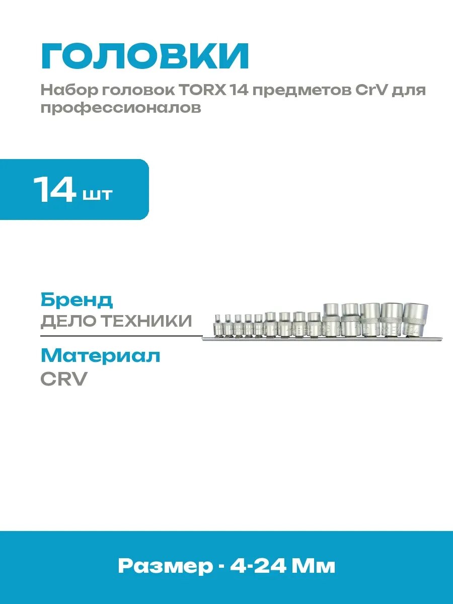 Набор головок TORX 14 предметов в блистере для ремонта авто