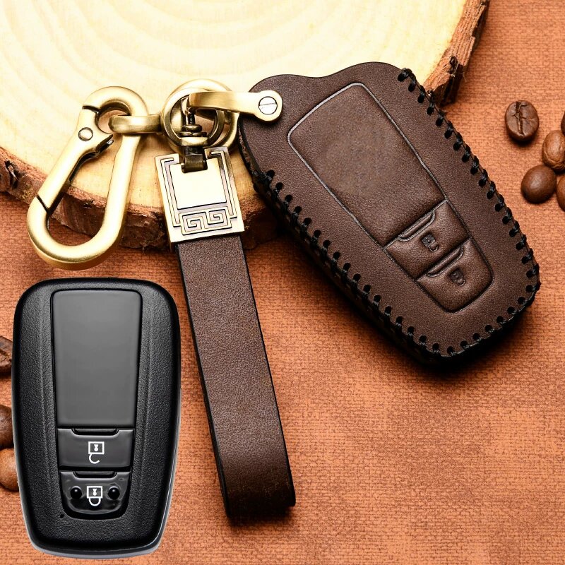 Кейс для ключа Toyota Prado для моделей 2018-2019 E, классический кофе, 2-кнопочный умный дизайн, ретро стиль