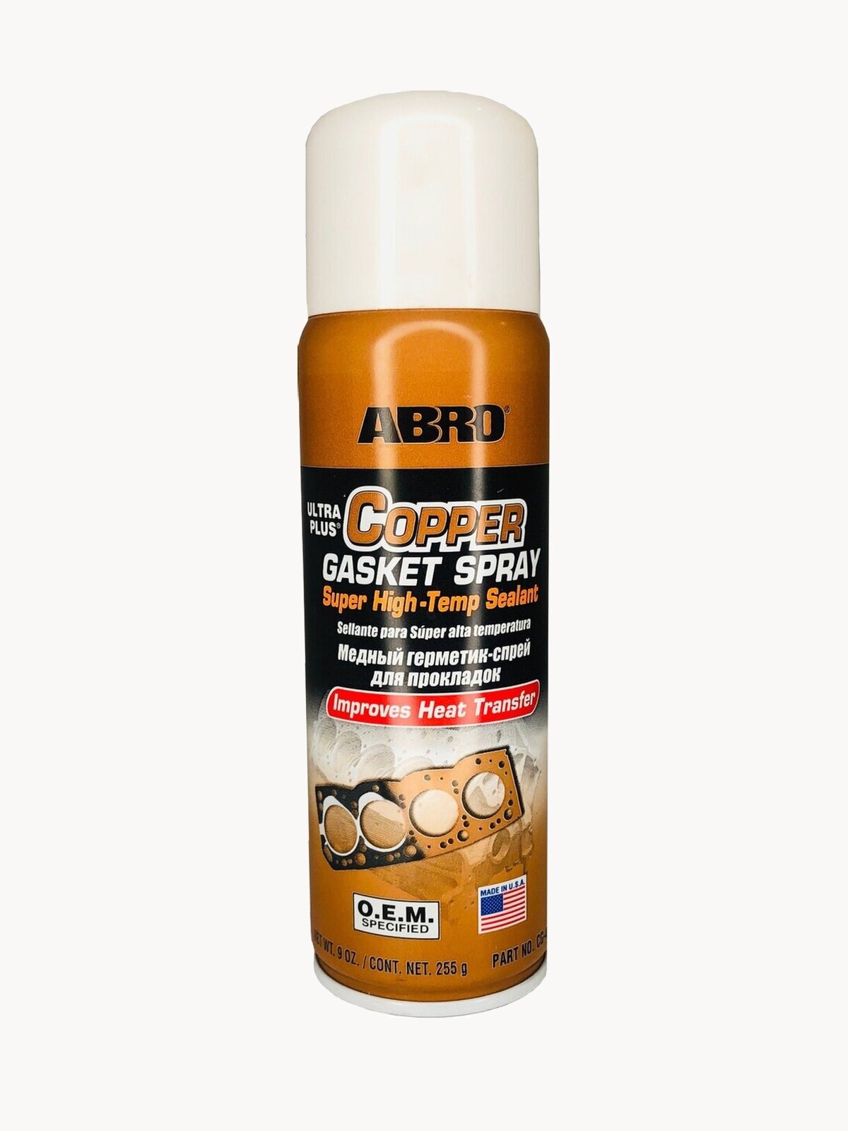 Abro герметик-спрей прокладок медный abro copper gasket spray, 255 г cg418r