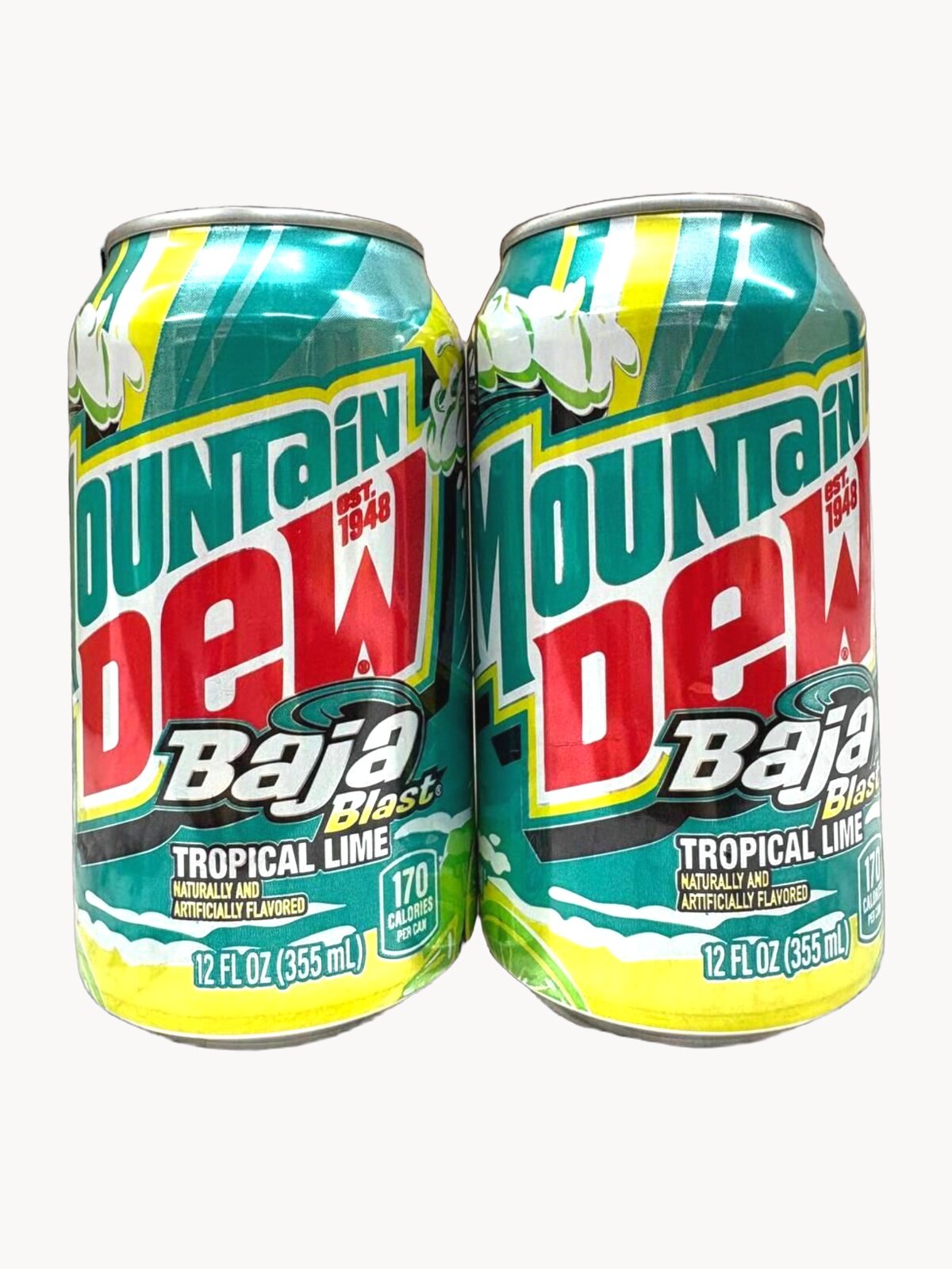 Напиток Mountain Dew Baja Blast, тропический, газированный, лайм 0,33 л, 2 шт