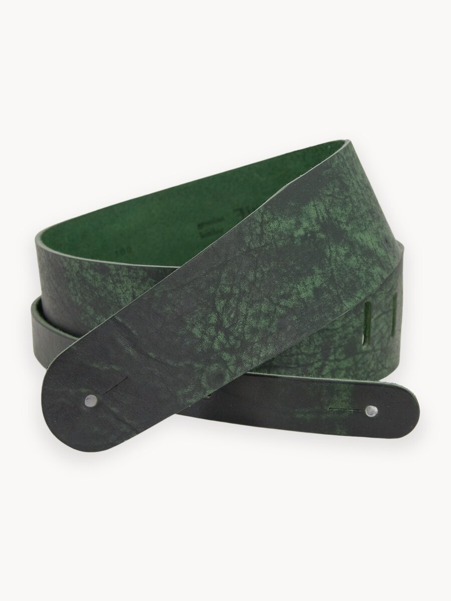 Ремень для гитары FioGe "Vintage", натуральная кожа, черно-зеленый, 102-138см