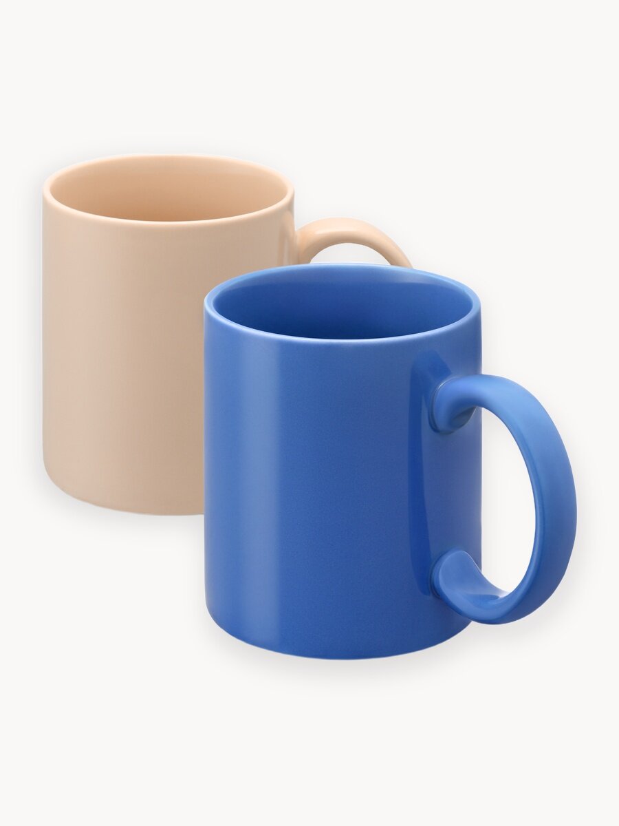 Набор кружек фарфоровых 330 мл, Pragma Fampu 2 шт, синий/бежевый