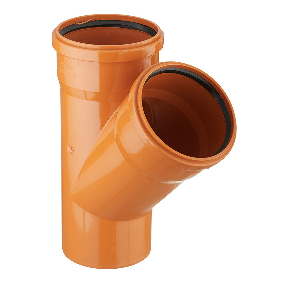 Тройник d160 мм 45 град. пластиковый для наружной канализации
