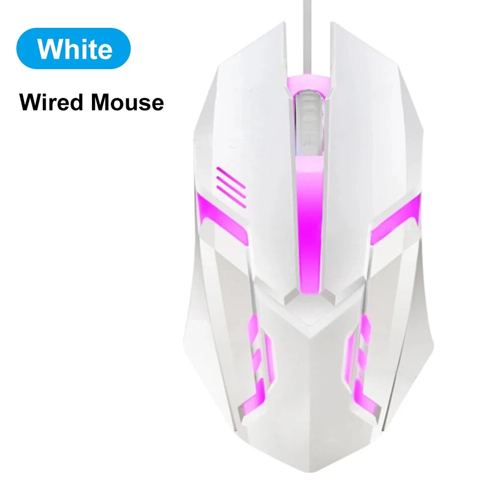 Белая проводная игровая мышь с RGB подсветкой