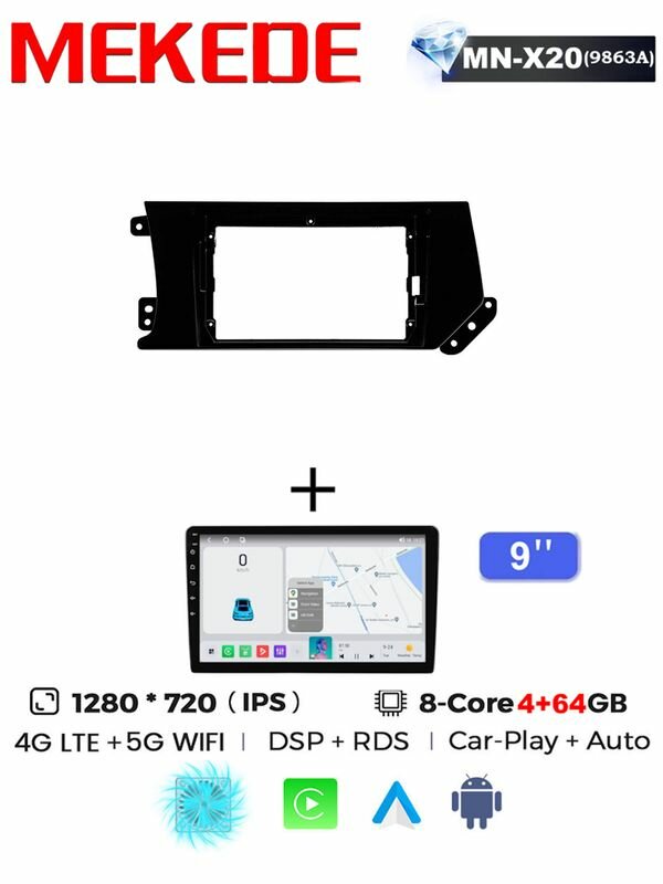 Магнитола 9" Mekede MN X20 Pro 4/64 Gb GREAT WALL Hover Haval F7 F7X 2019-2020 carplay