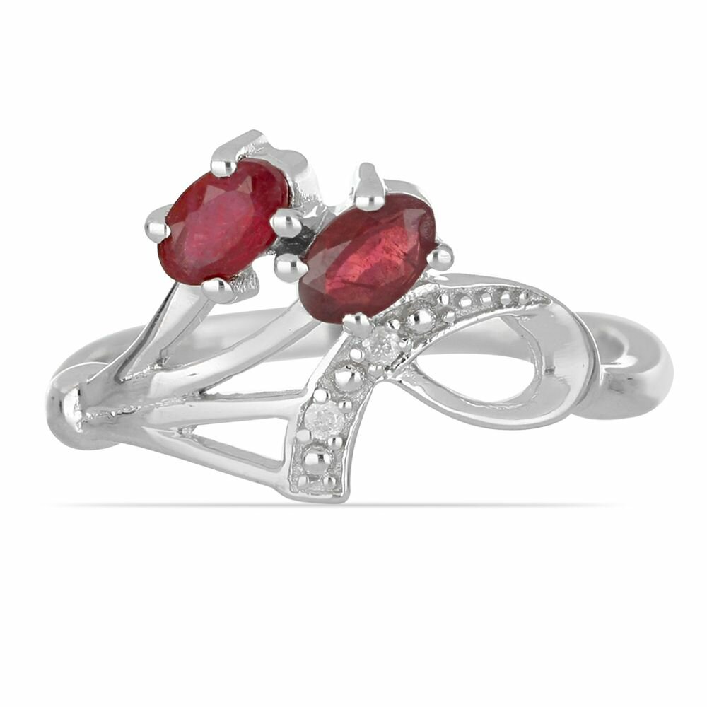 Кольцо тонкое, серебро, 925 проба, родирование, рубин