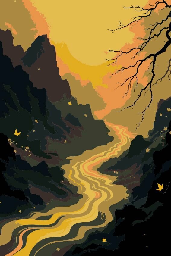 Детская картина по номерам МТ362 "Река и горы" 20x30