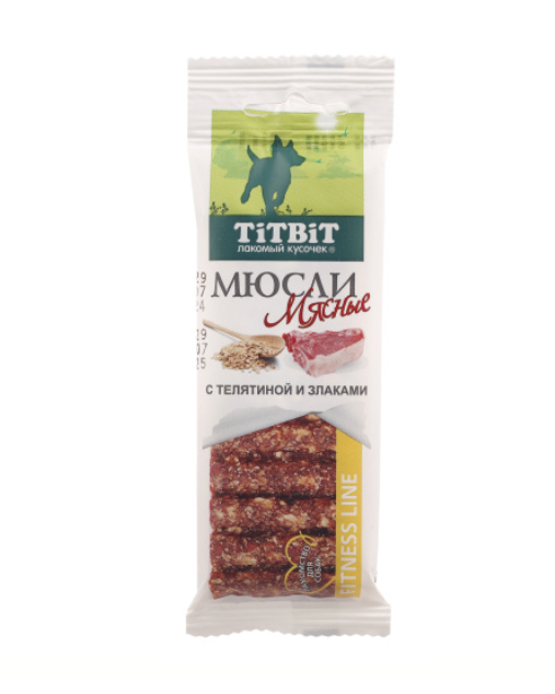 Titbit Лакомство для собак, Мюсли Fitness с Телятиной и злаками, 40 гр