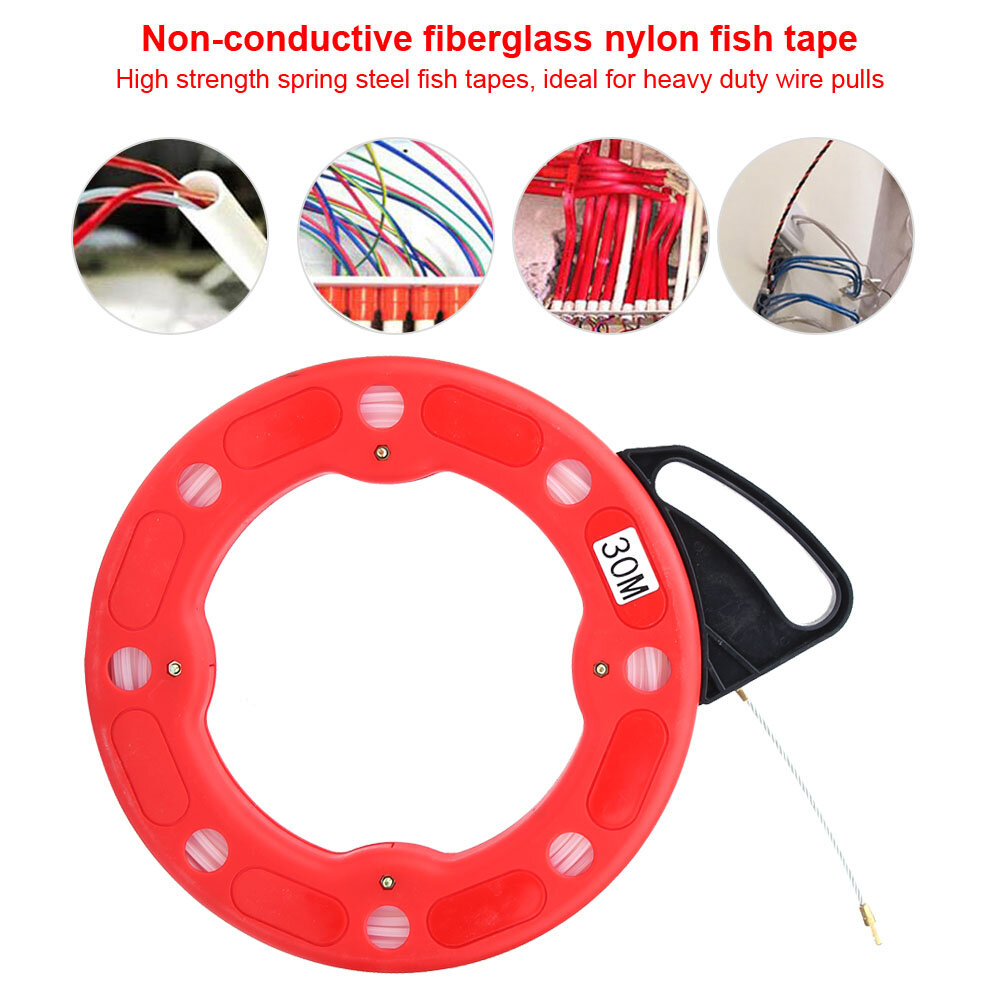 Кабельный Вытягиватель: 30-Метровая Стекловолоконная Лента С Эргономичной Ручкой - Прочный Нейлоновый Чехол Для Прокладки Проводов В Стенах