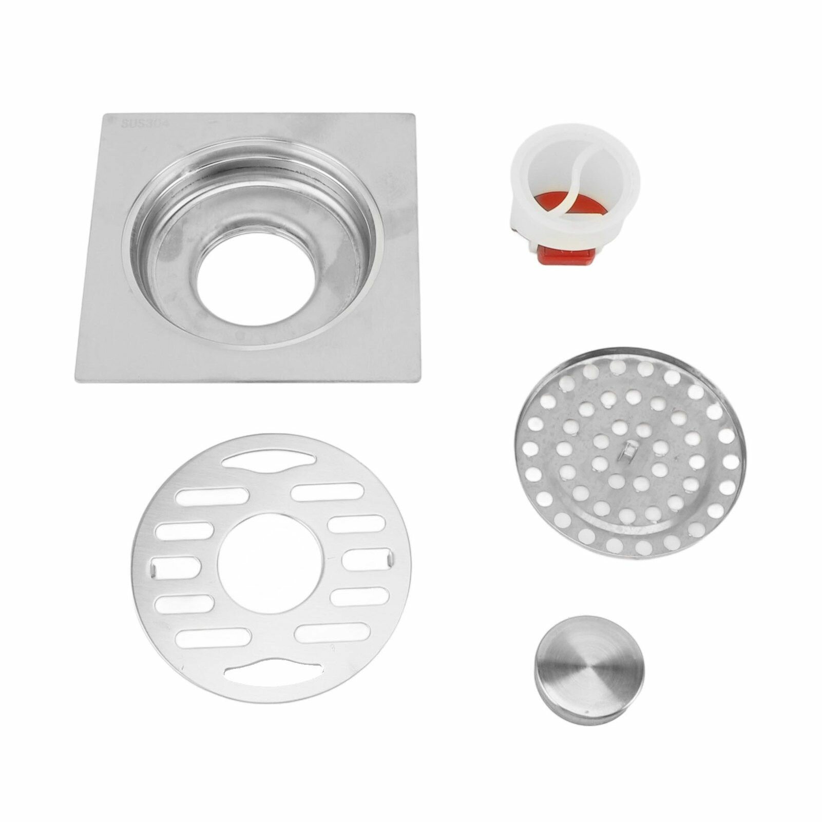Квадратный слив 11 см (4 дюйма) из стали 304, 4.3x4.3in, для труб 50-110 мм, ванная/балкон/отель