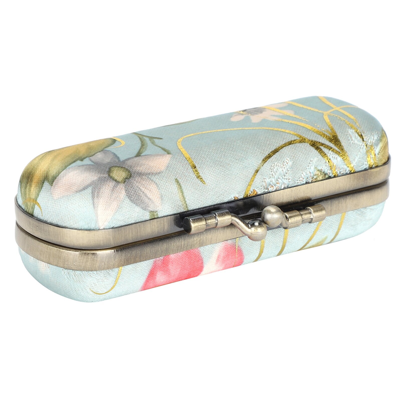 Lipstick Case Vintage Embroidery Pattern Portable Holder with Mirror