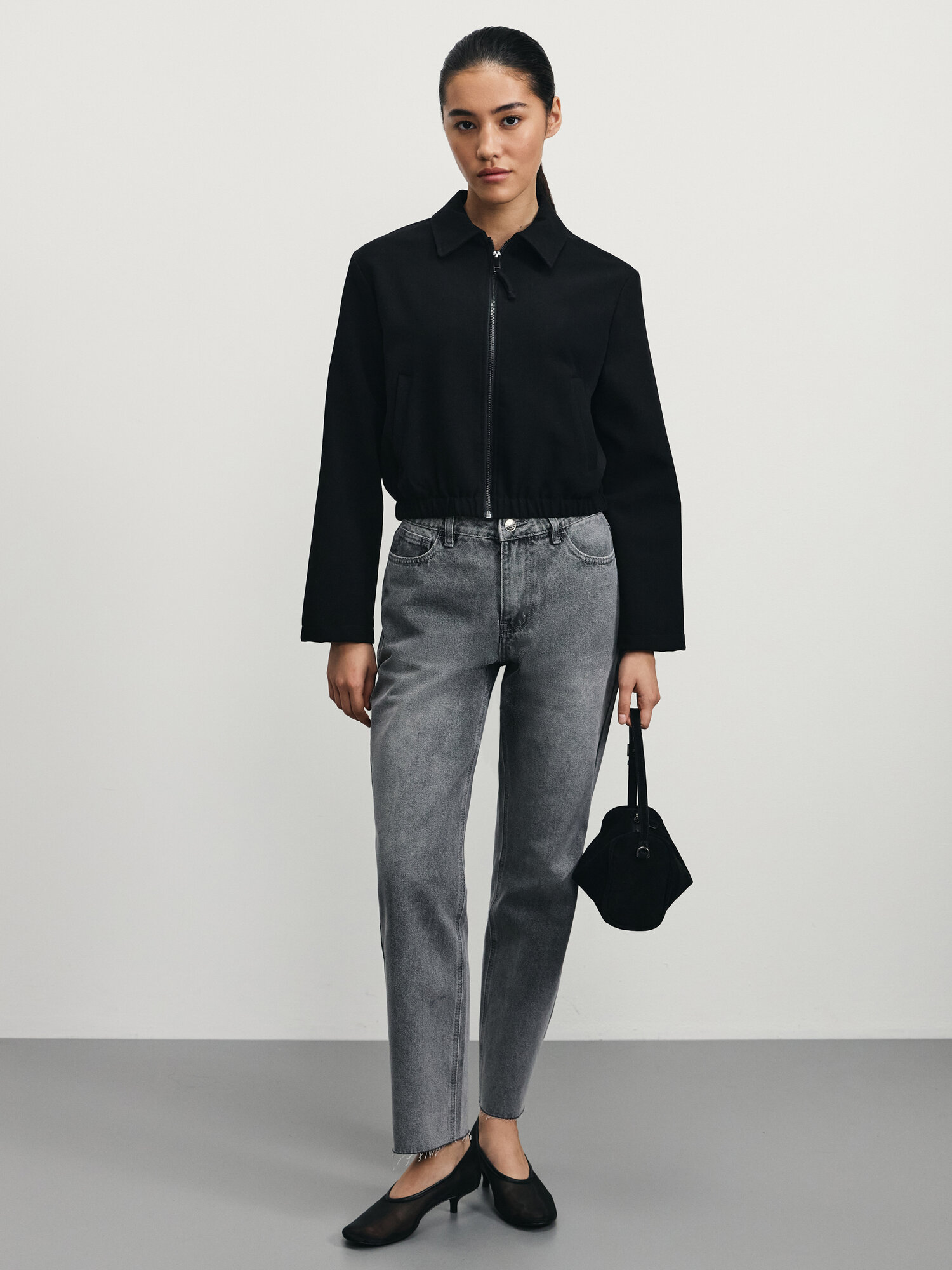 Джинсы straight cropped 