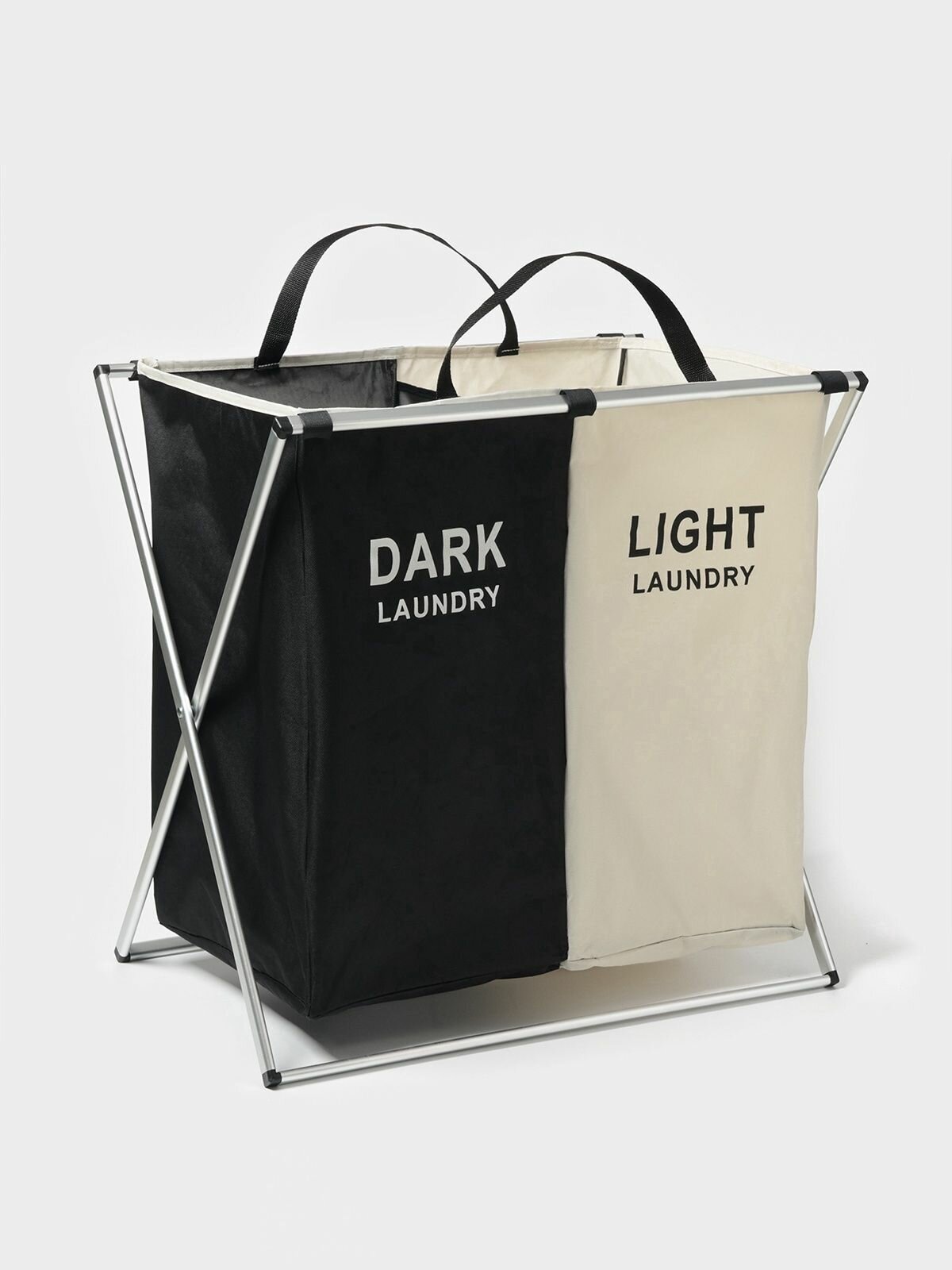 Корзина для белья Доляна "LAUNDRY", складная, размер 60х40х58 см, цвет бежево-черный