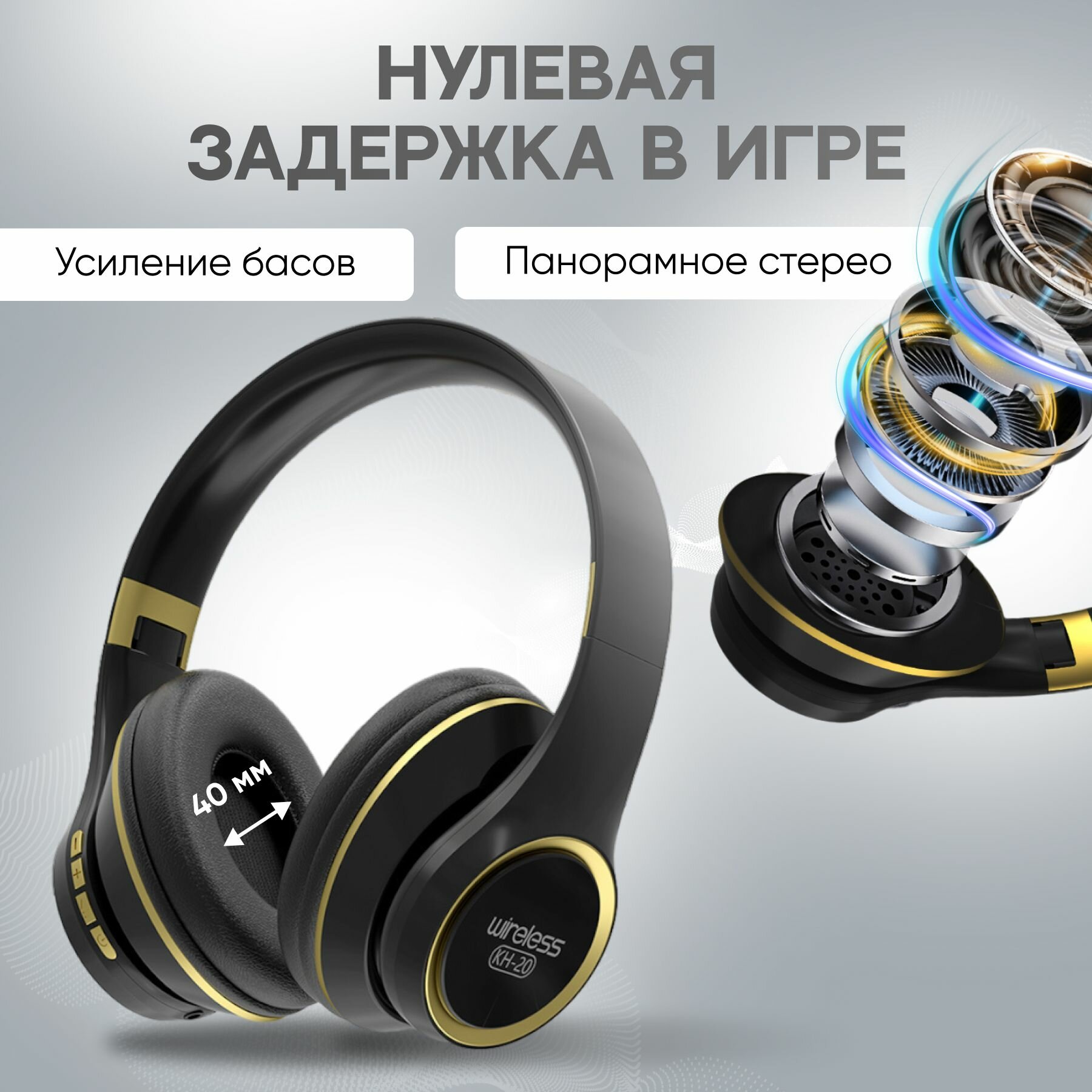 Наушники большие накладные беспроводные с микрофоном