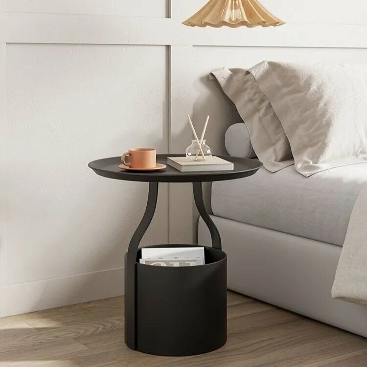 Тумба прикроватная, металл, черный, прямой, открытый, 28 см x 22 см x 52 см