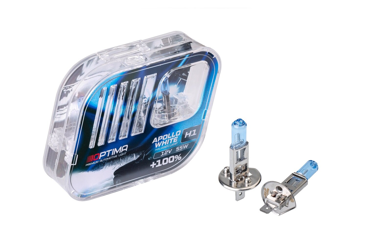 Галогенные лампы Optima APOLLO H1 White 4500K 12V 55W (2 лампы)