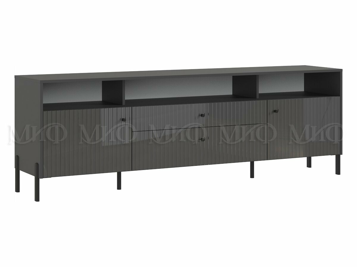 Тумба ТВ Миф Оливия (ножки металл) Графит глянец/ графит 2000х668х426мм