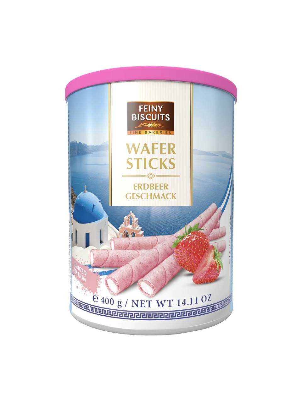 Вафельные трубочки с клубничным кремом Feiny Biscuits 400г