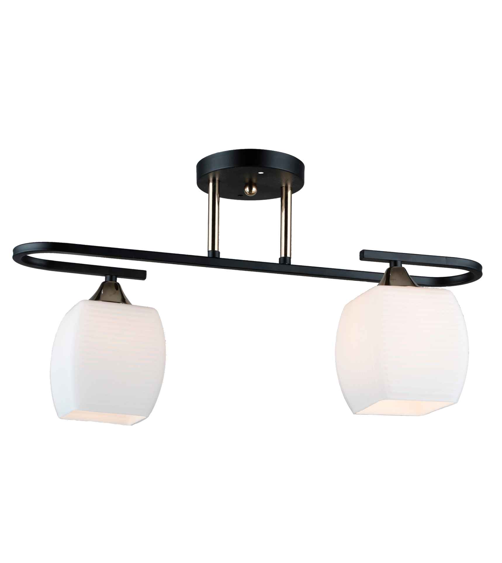 Люстра потолочная черный + золото матовые плафоны на 2 лампы Е27