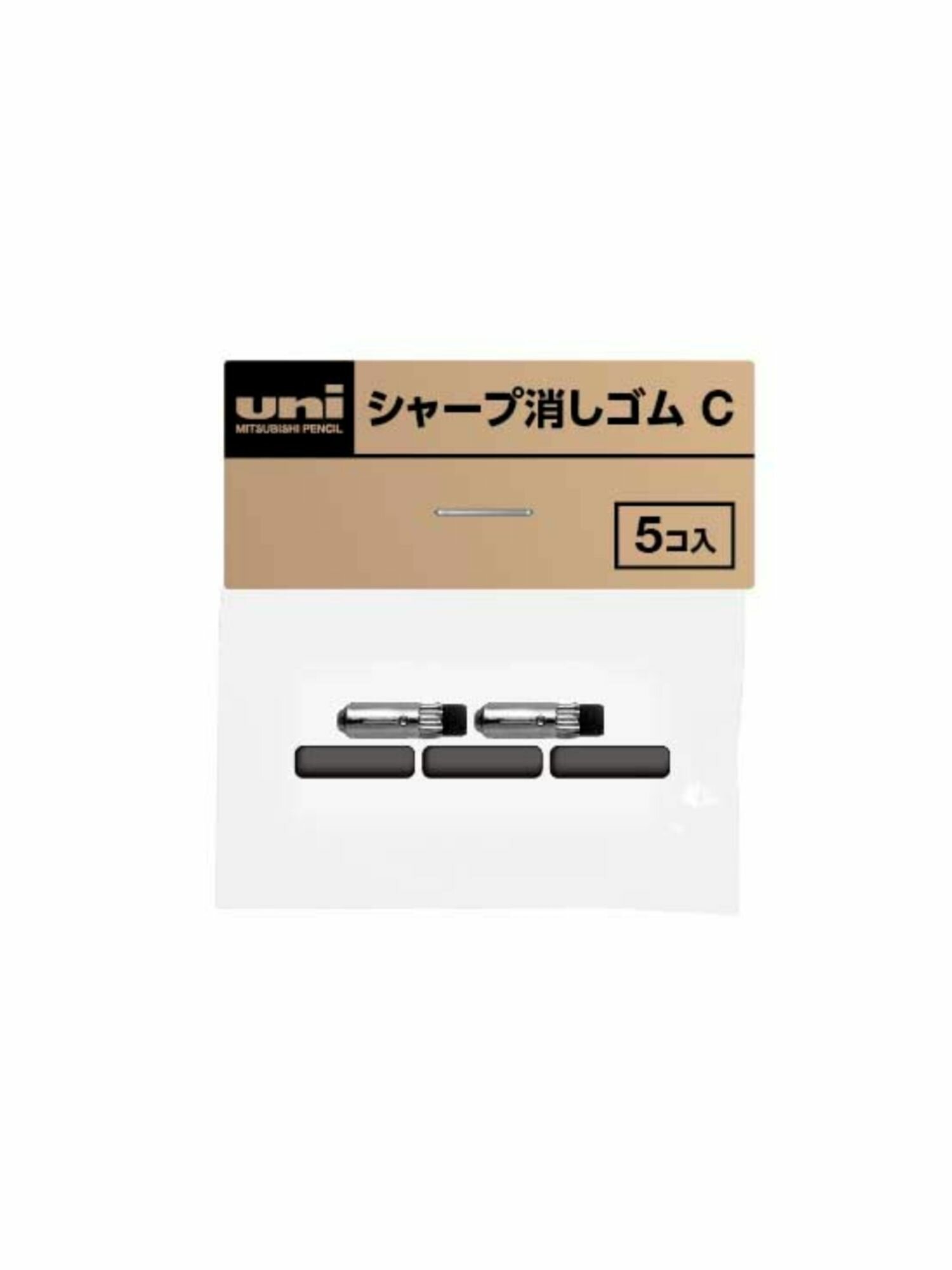Сменный ластик Uni C для механических карандашей Uni 5 шт, совместим с M5-1017, M5-1012, M3-1010, точное стирание без разводов