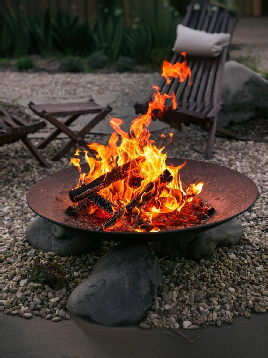 Костровая чаша "Сфера D-900", толщина стали 6 мм. цвет черный-матовый