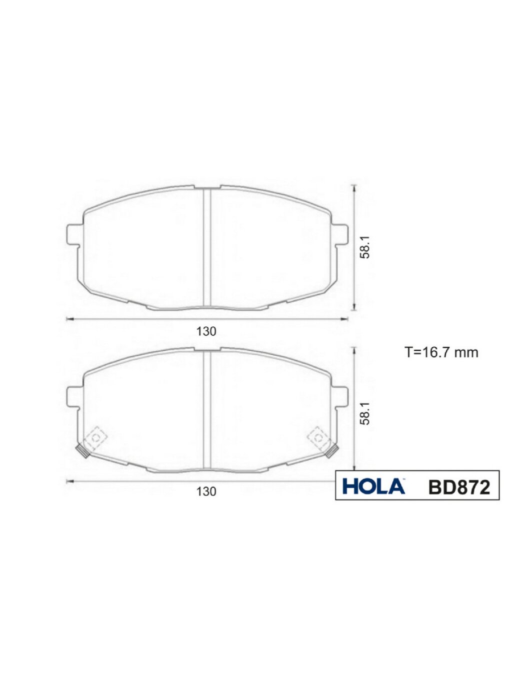 Колодки тормозные дисковые HOLA BD872