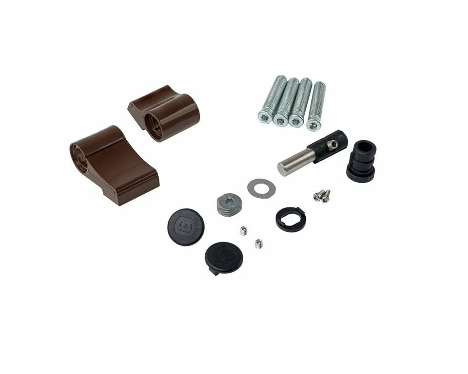 Петля дверная втулочная ELEMENTIS, 2-х секционная, м/о 63, крепление на теплый профиль, коричневая RAL 8017