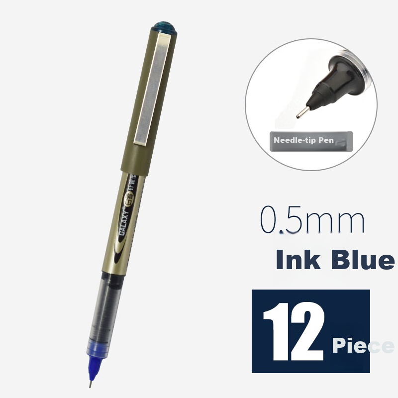 Snowhite PVN-166 Liquid Ink Rollerball Pen Student Office Neutral Pen Needle Tube Signature Pen Exam Special Pen Great Writing 0.5mm Blue Ink 12pcs/box