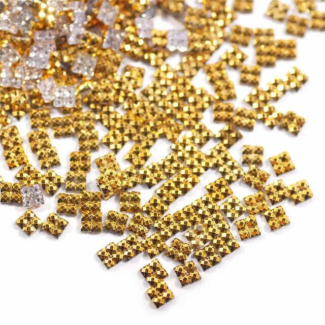 Стразы Hisenlee квадратные 4x4 мм 28 цветов 1000 шт Mine gold