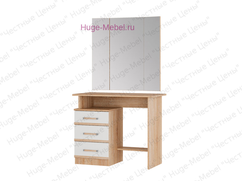 Косметический стол с зеркалом "Сакура" белый Huge Mebel. Ширина 900 Высота 1550. Туалетные столики