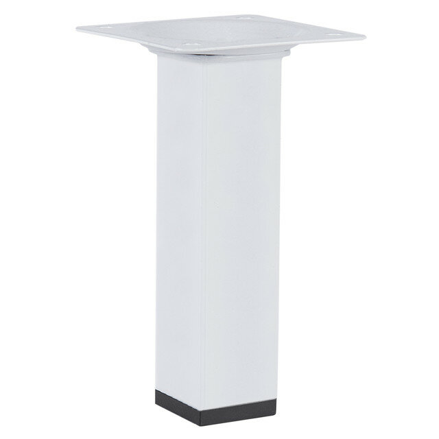 Ножка квадратная 25x25x100 мм белая мебельная опора для каркасов стеллажей и шкафов