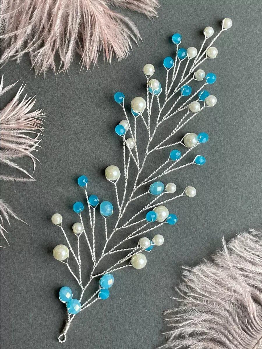 3220 Элитная голубая веточка в подарок на торжество премиум