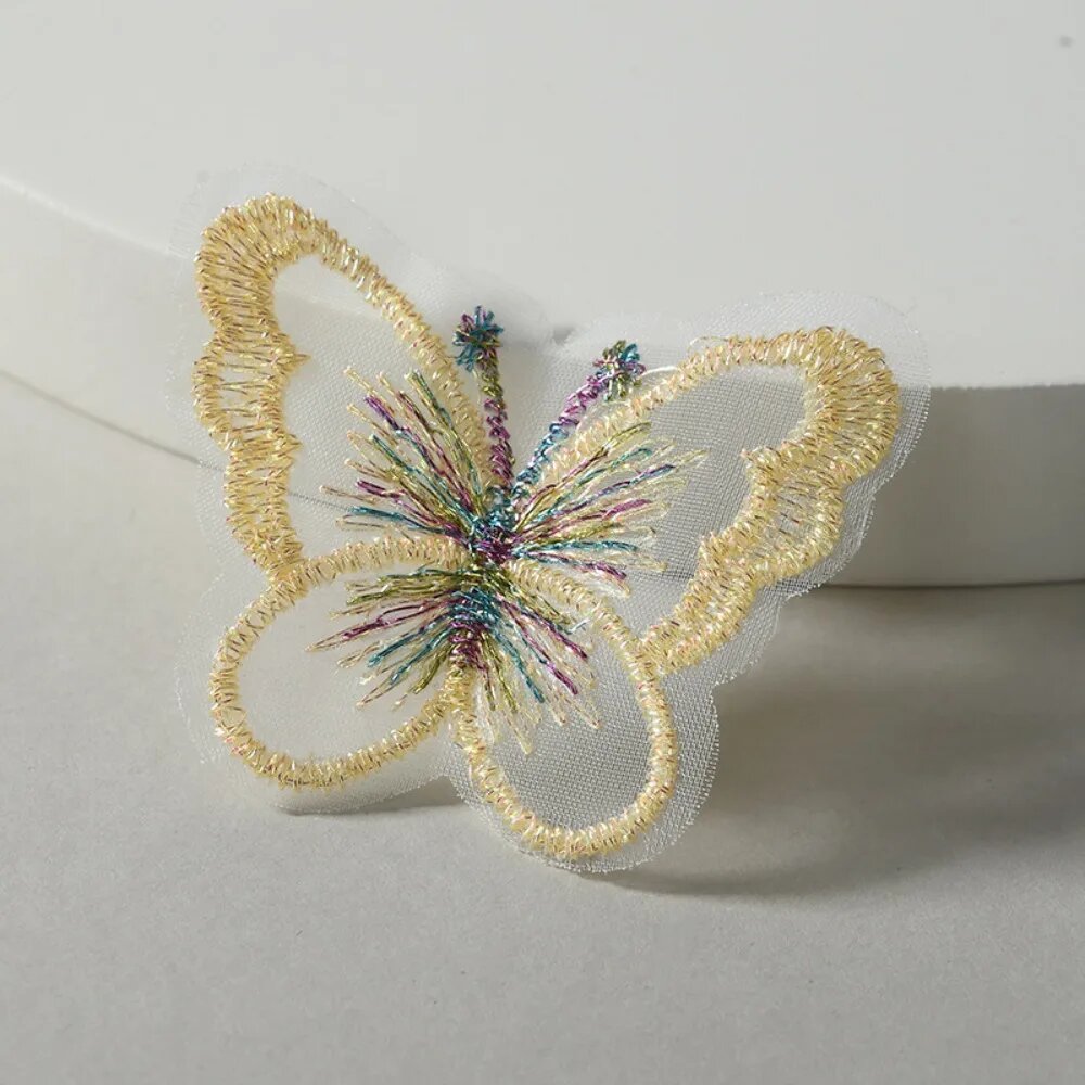 20 шт. модные 3D аппликации в виде бабочки с золотой нитью, однослойные полупрозрачные DIY, имитация сетки, нашивка в виде бабочки, украшение