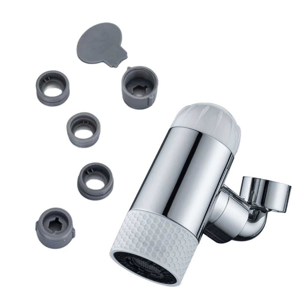 Регулируемый поворотный на 720° конец крана с 4 четкими поворотами для потока воды. Наконечник смесителя обеспечивает полный охват раковины.