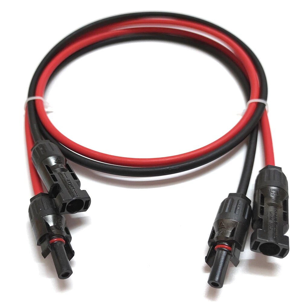 Удлинительный кабель для солнечных батарей, 1-20 метров, черный/красный, 1,5/2,5/4/6 мм, 2/16/14/12/10AWG с разъемом PV DC, используемым в системе солнечных панелей