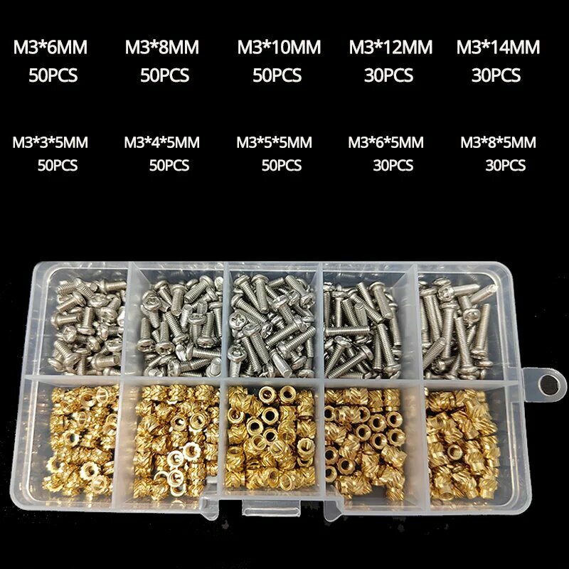 Набор латунных гаек и винтов M2-M6 с накаткой M3C 420pcs 1set