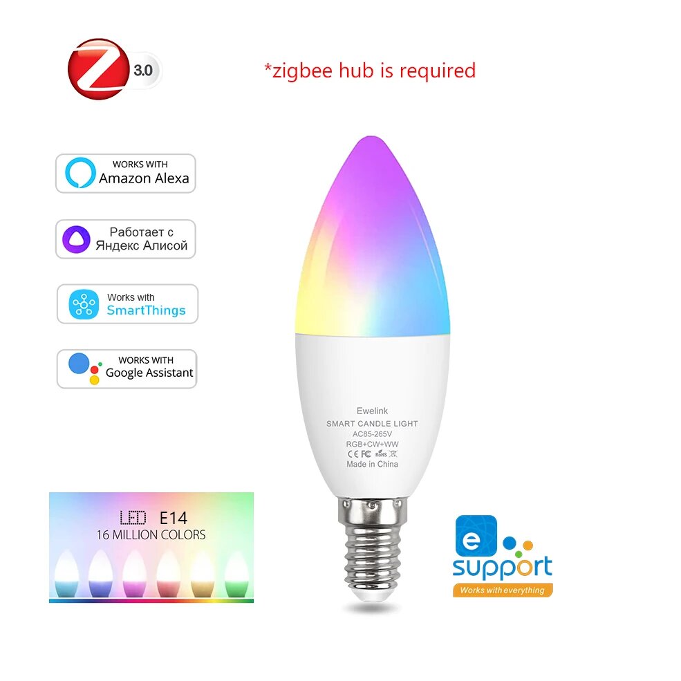 Coolo умная светодиодная лампа E14 RGB Zigbee Version, 2 шт.