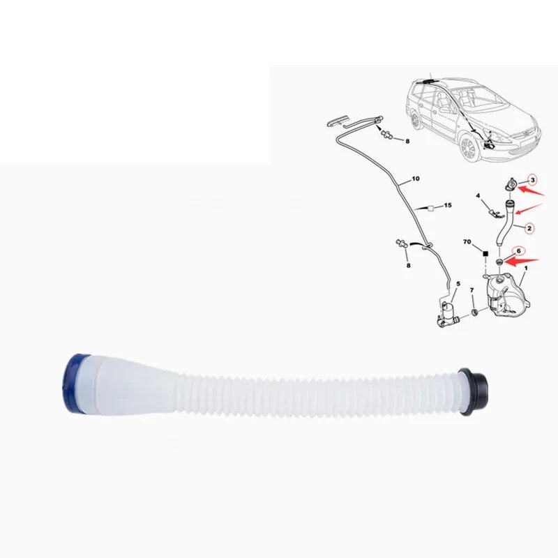 643989 643235 подходит для Peugeot ot307 307CC 307SW 807 резервуар для очистки окон 643230 643472 труба для наполнения стекла