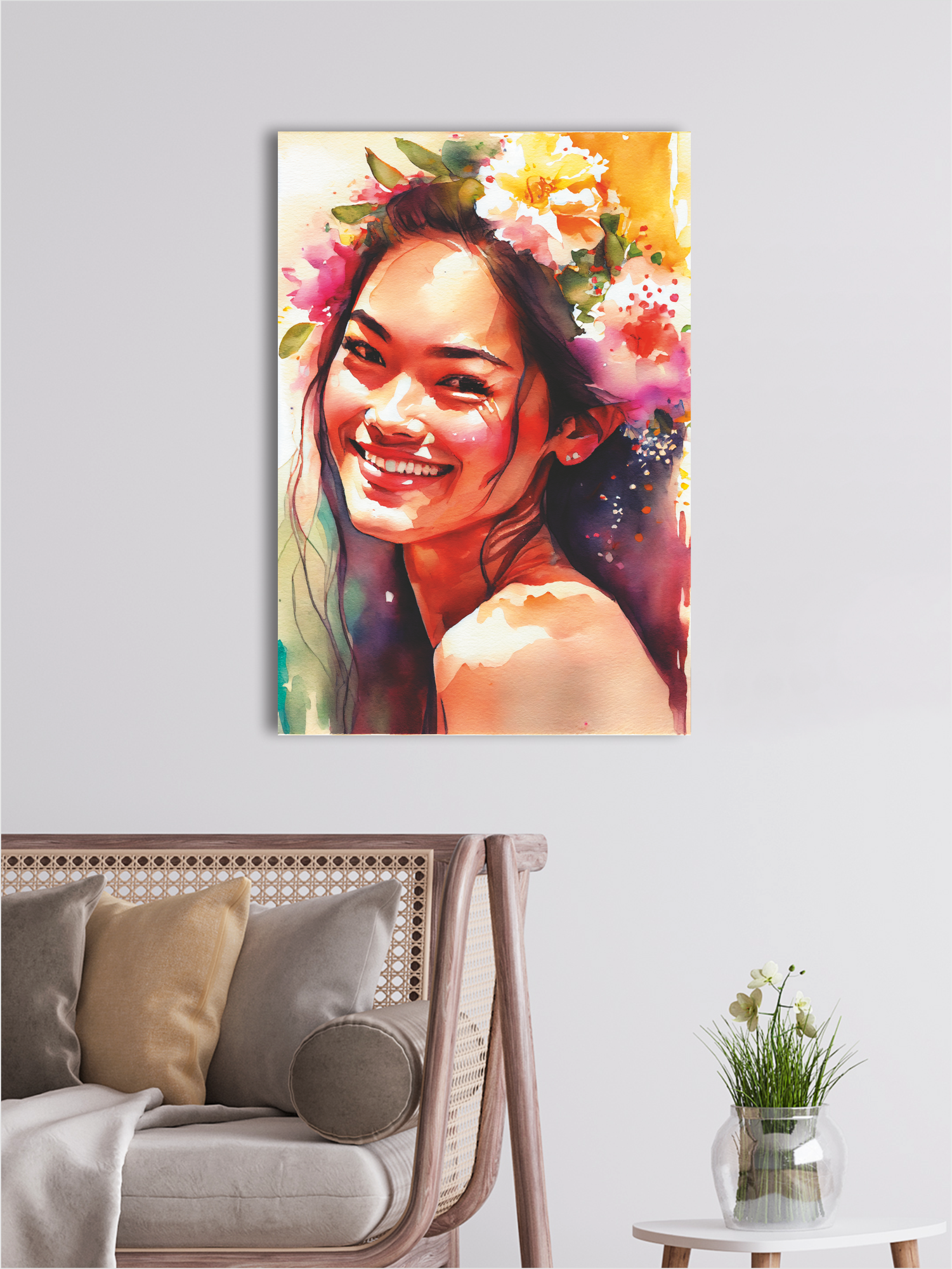 Картина на стену вертикальная для интерьера, Портрет девушки, 50х75 см Art IrbisPrint натуральный холст на подрамнике