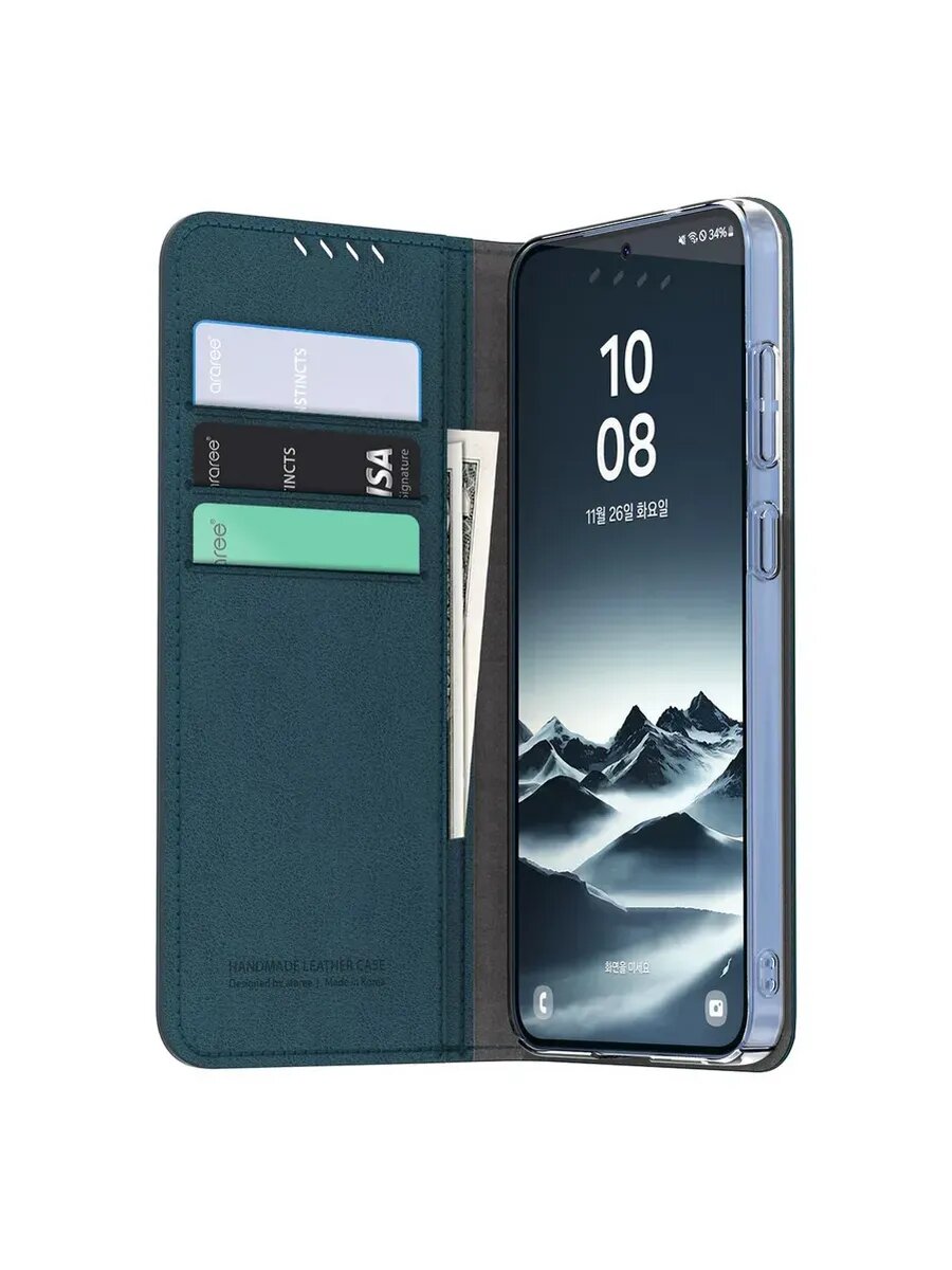 Чехол-книжка на Samsung Galaxy S25 Araree Mustang Diary, цвет: синий