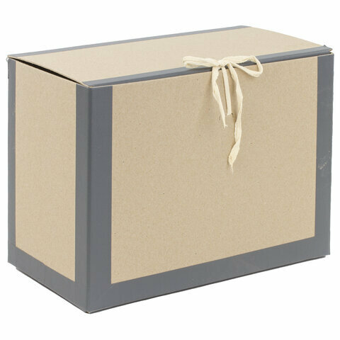 Короб архивный 180х240х330 мм, переплетный картон/бумвинил, завязки, до 1700 л, STAFF, 112160