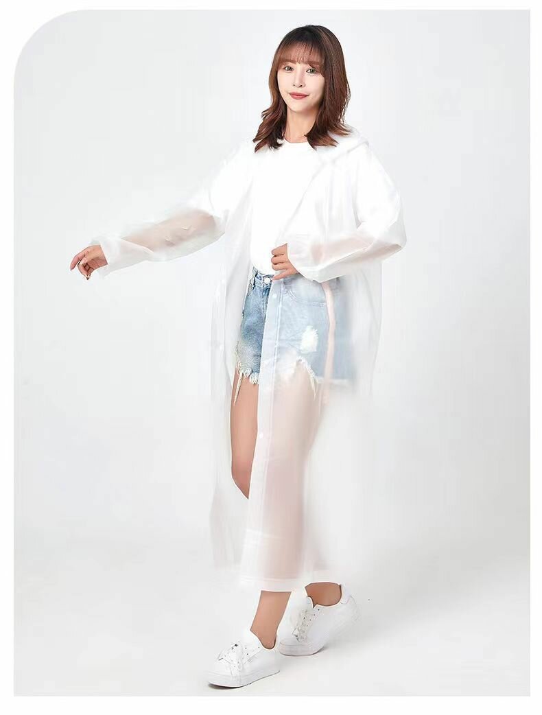 Дождевик EVA, одноразовый, с капюшоном, чисто белый