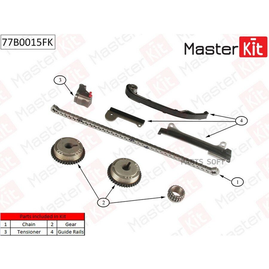 MASTERKIT 77B0015FK 77B0015FK Комплект цепи ГРМ NISSAN Almera/Tino 1.5i-1.8i 16V QG15/QG18DE 00- ()