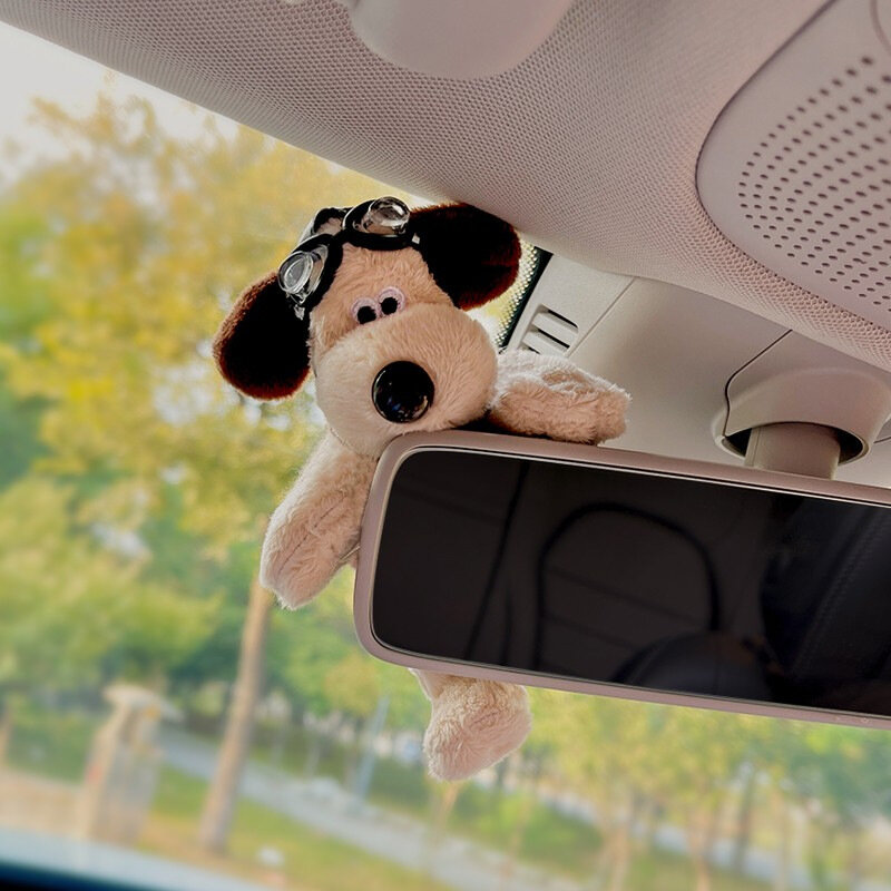 Милый орнамент для зеркала заднего вида в виде собаки, лежащий плюшевый автомобильный декор, центральный экран управления, автомобильная кукла, аксессуары для интерьера автомобиля для женщин