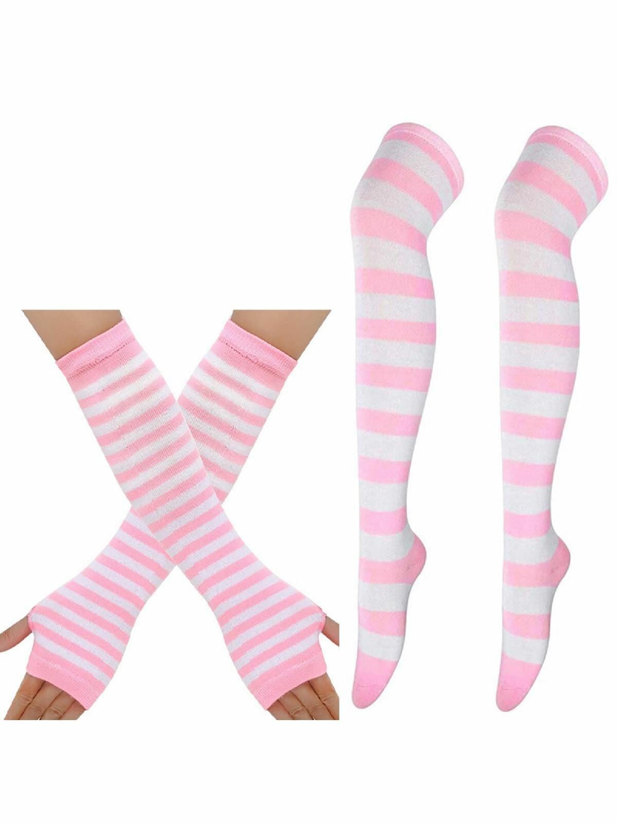 Полосатые чулки и перчатки