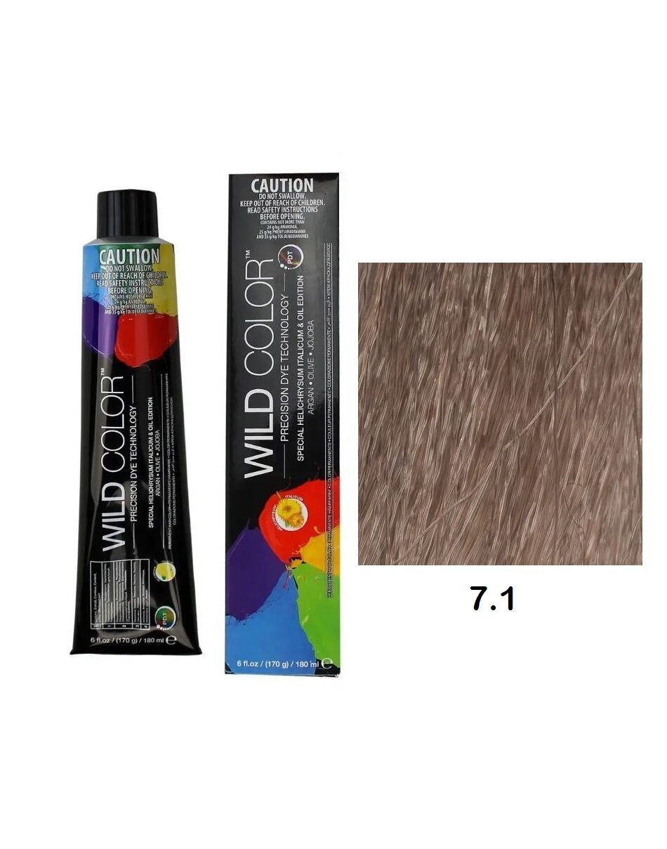 Wild Color Стойкая краска для волос 180 мл - Wild Color 7.1 7A Блонд пепельный