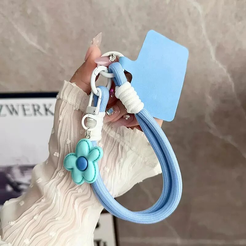 Корейский карамельный телефонный ремешок Y2k в виде цветка, простой короткий ремешок для телефона, жемчужный стиль, цепочка для телефона, браслет, аксессуары для телефона, E