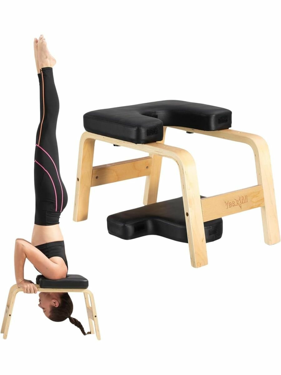 Деревянный инверсионный стул для йоги с толстой пенополиуретановой подкладкой для тренировки равновесия, укрепления сердечника