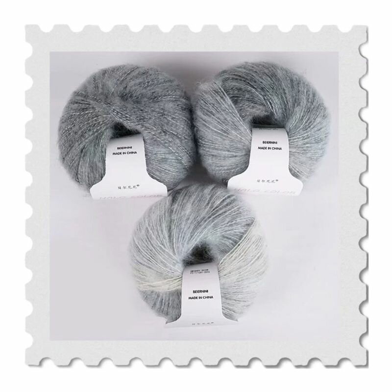 Градиентная мохеровая шерстяная нить (на основном рисунке показан только один рулон разных цветов)-10